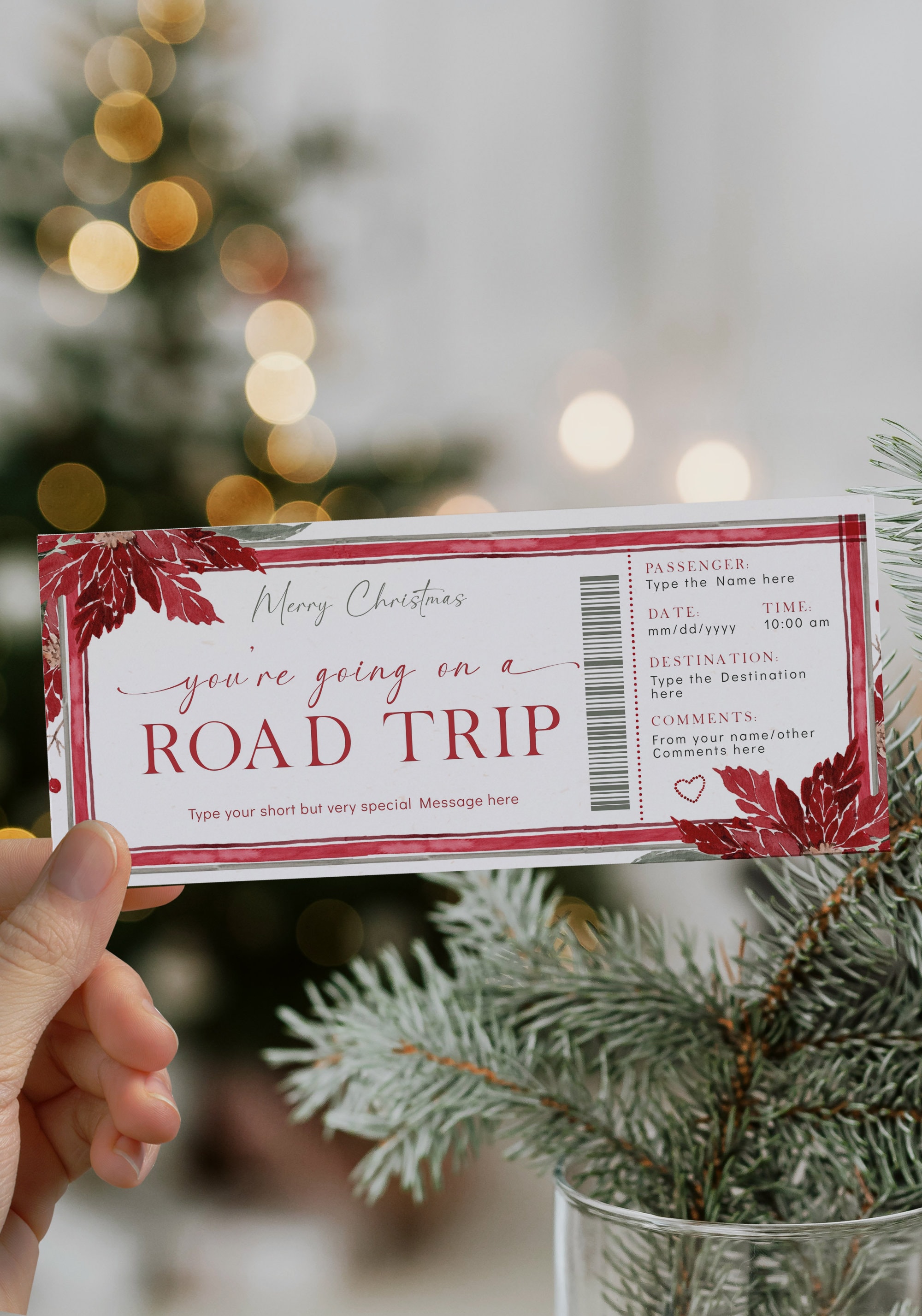 Surprise Travel Trip Gift Certificate Printable, Road Trip Christmas ...