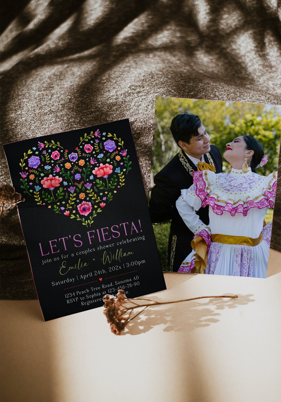 Let's Fiesta Couples Shower Invitation Template, Mexican Colorful ...