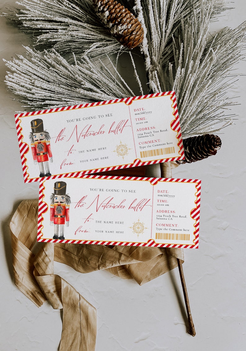 Christmas Nutcracker Ballet Event Ticket Printable, Ballet Fake ...