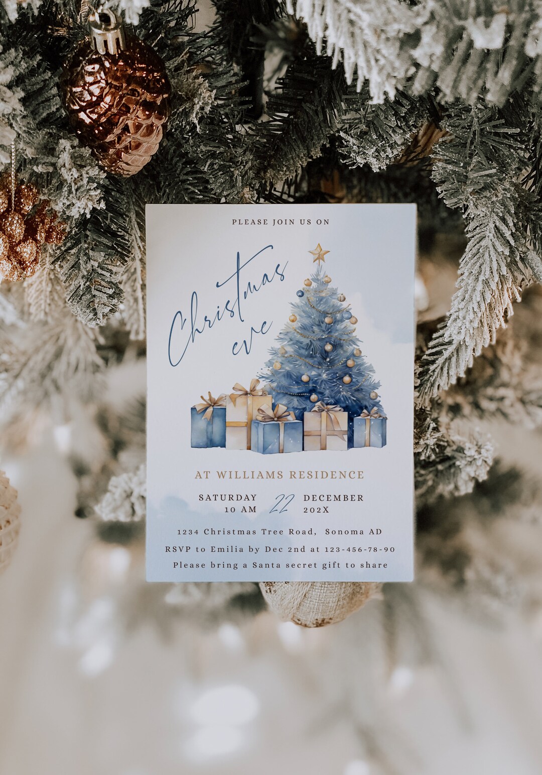 Christmas Eve Dinner Digital Invite, Christmas Eve Invitation Printable ...