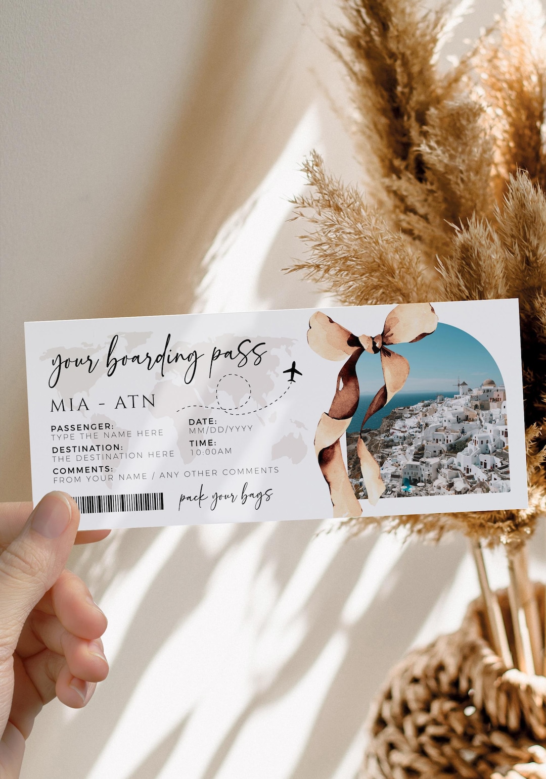 Editable Trip to Athens Travel Ticket, Custom Athens Boarding Pass ...