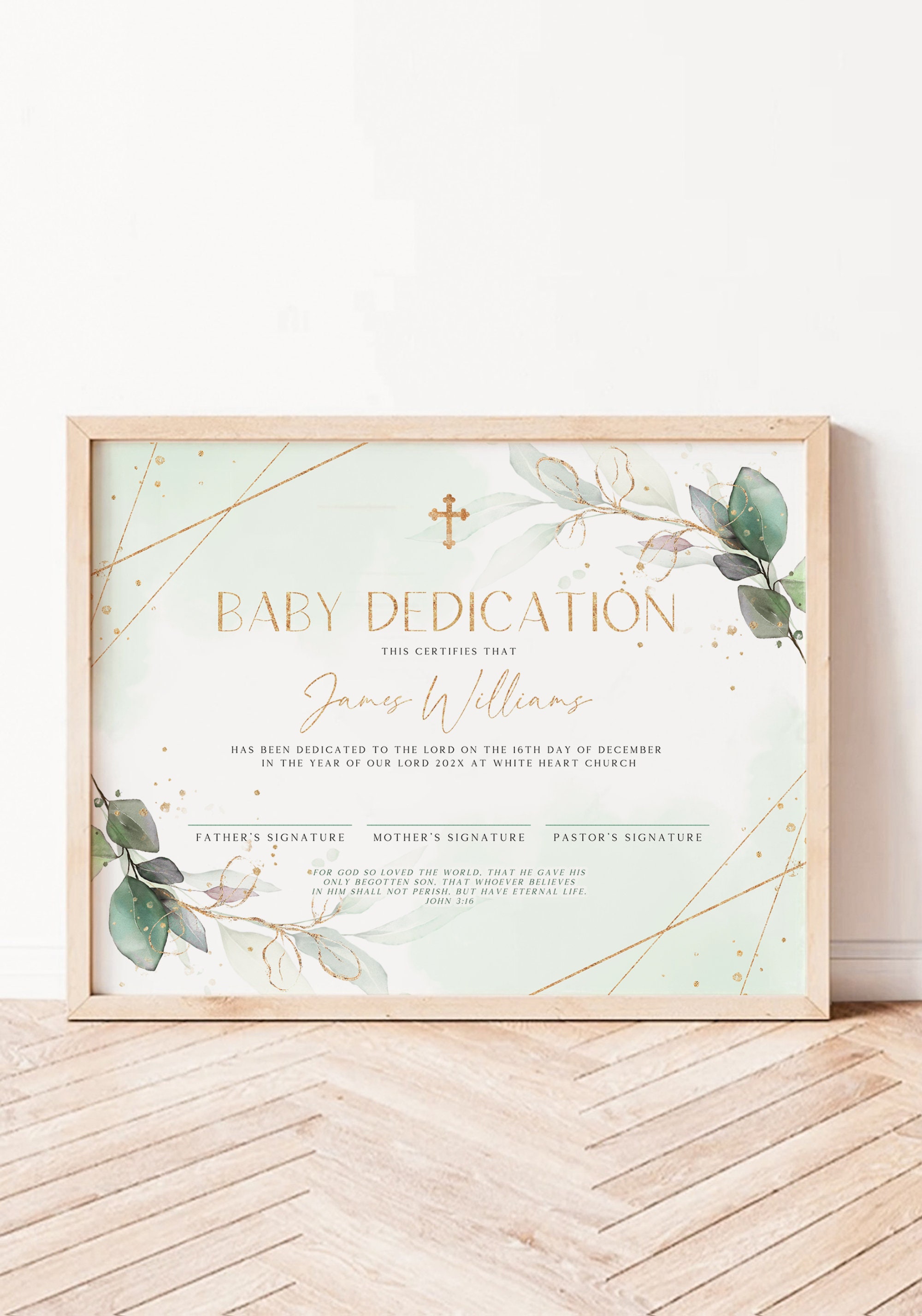 Baby Dedication Baptism Certificate Template, Child Christening ...
