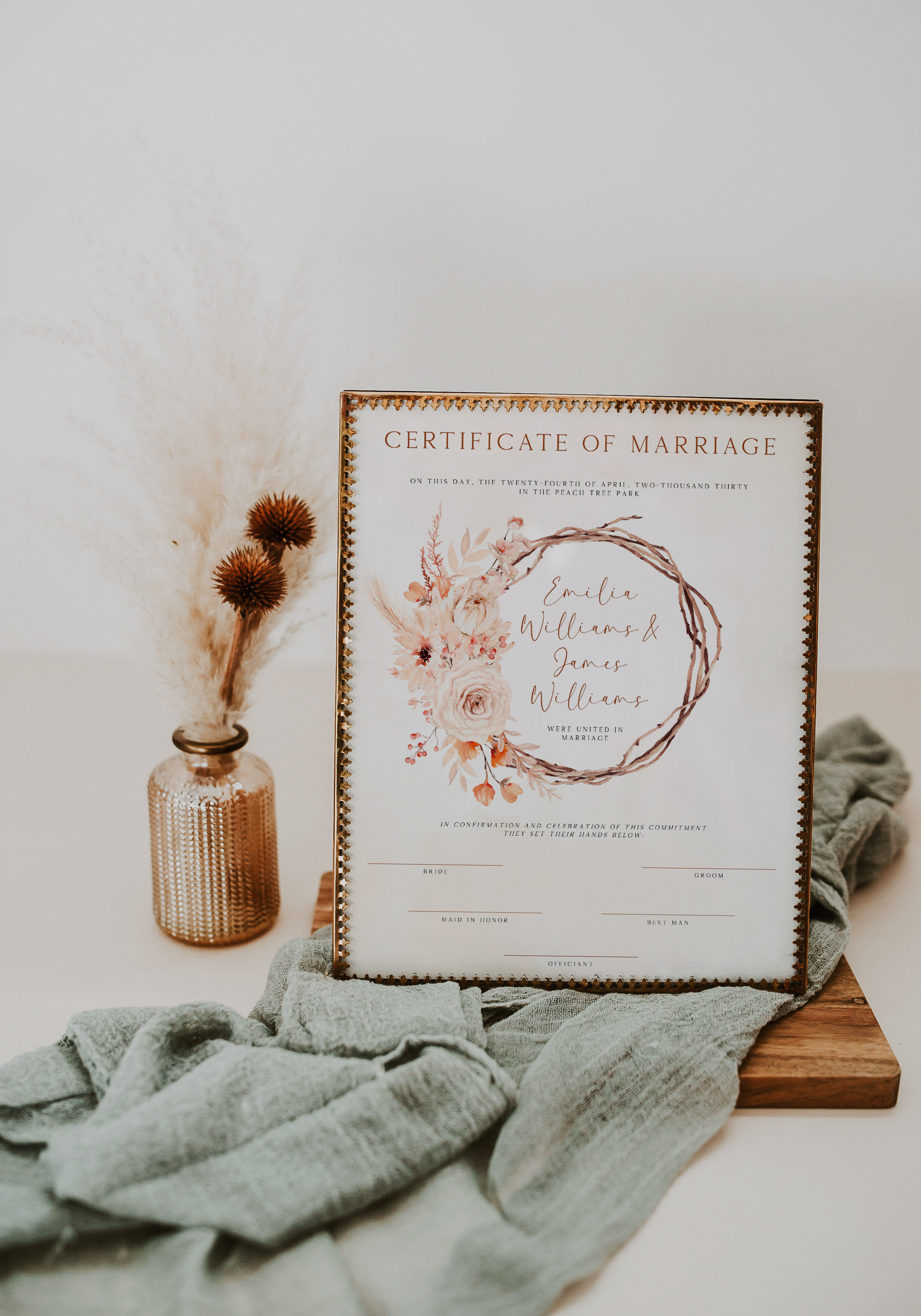 Editable Certificate of Marriage, Wedding Keepsake Certificate, Custom ...