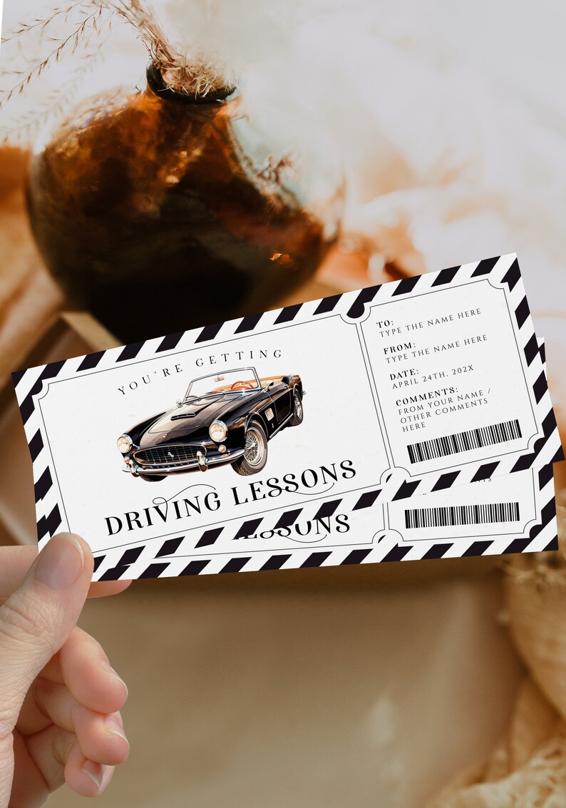 Editable Driving Lessons Gift Voucher, Driving Lesson Voucher, Gift ...