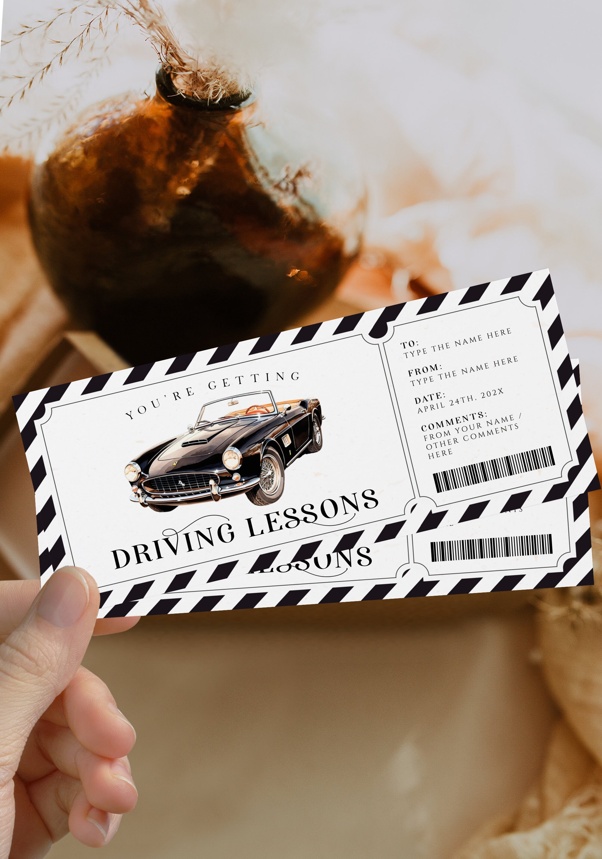 Editable Driving Lessons Gift Voucher, Driving Lesson Voucher, Gift ...