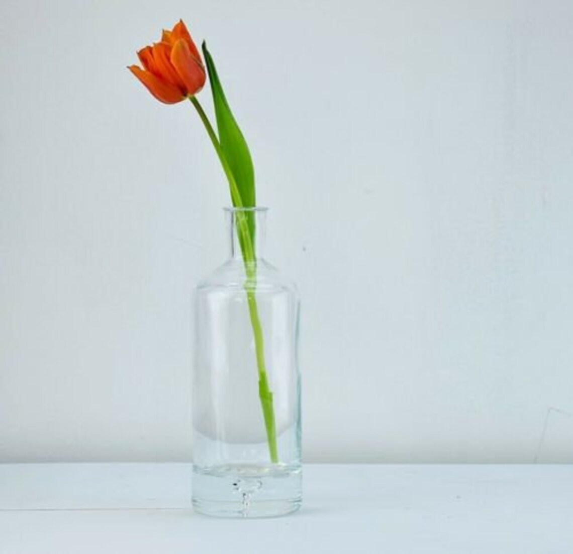 Artisan Clear Glass Single Stem Bottle Vase Bistro, Garden, Flowers ...