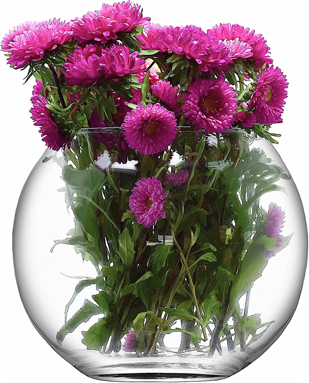 Clear Glass Round Fish Bowl Table Posy Flower Vase H20xd15cm - Etsy