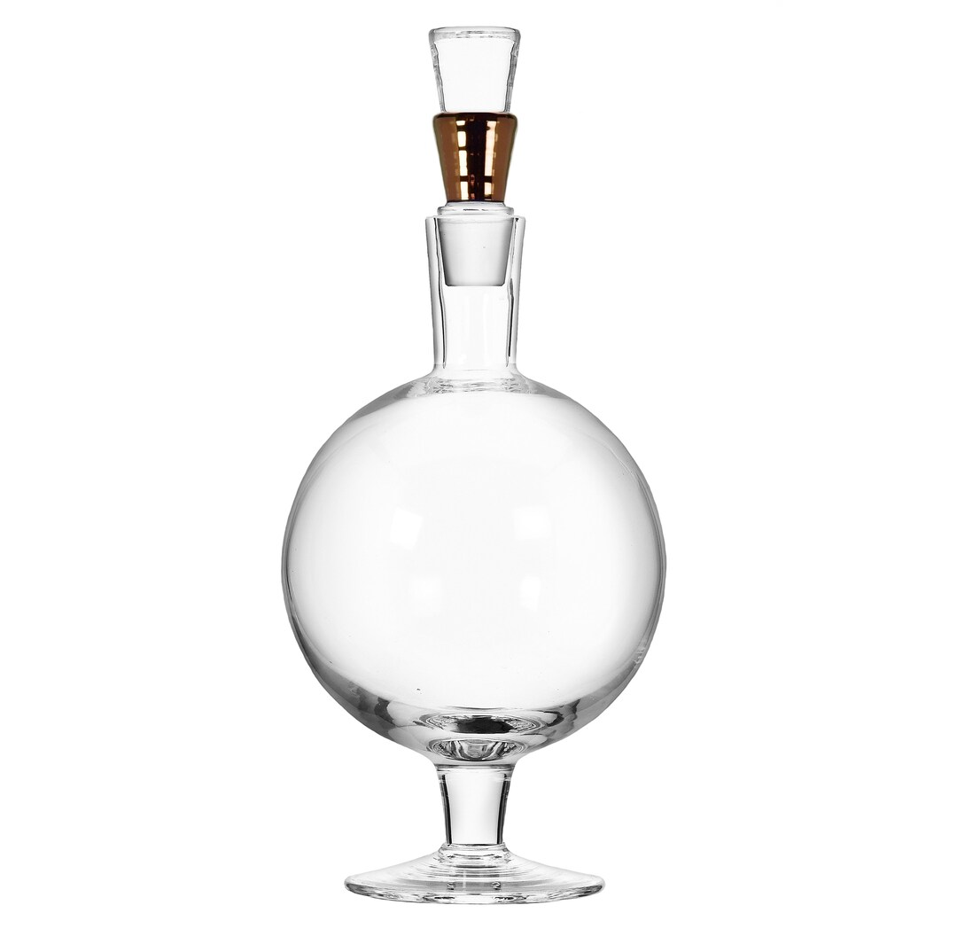 Hand-painted Glass Decanter: Round Ships Design With Copper Gold Detail ...