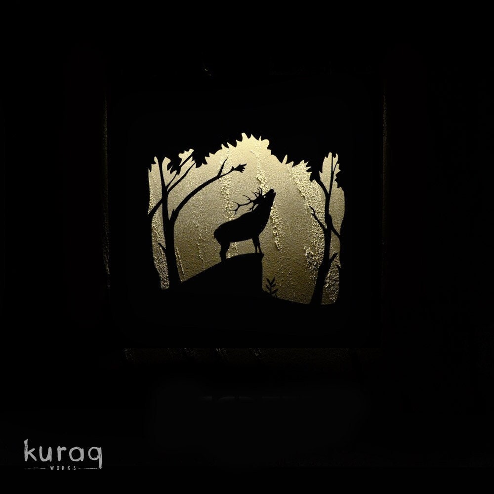 Deer Backlit, Metal Light Sign Forest Wall Art Decor. Light up Deer on ...