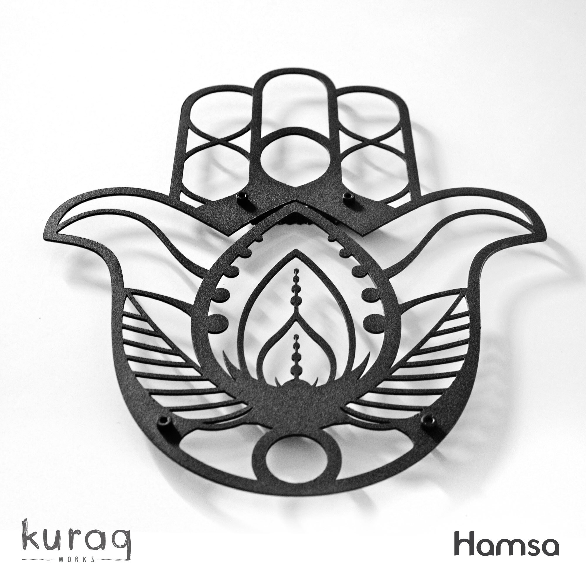 Minimal Hamsa Hand Symbol Metal Wall Hangings Sign Decor, Good Luck ...