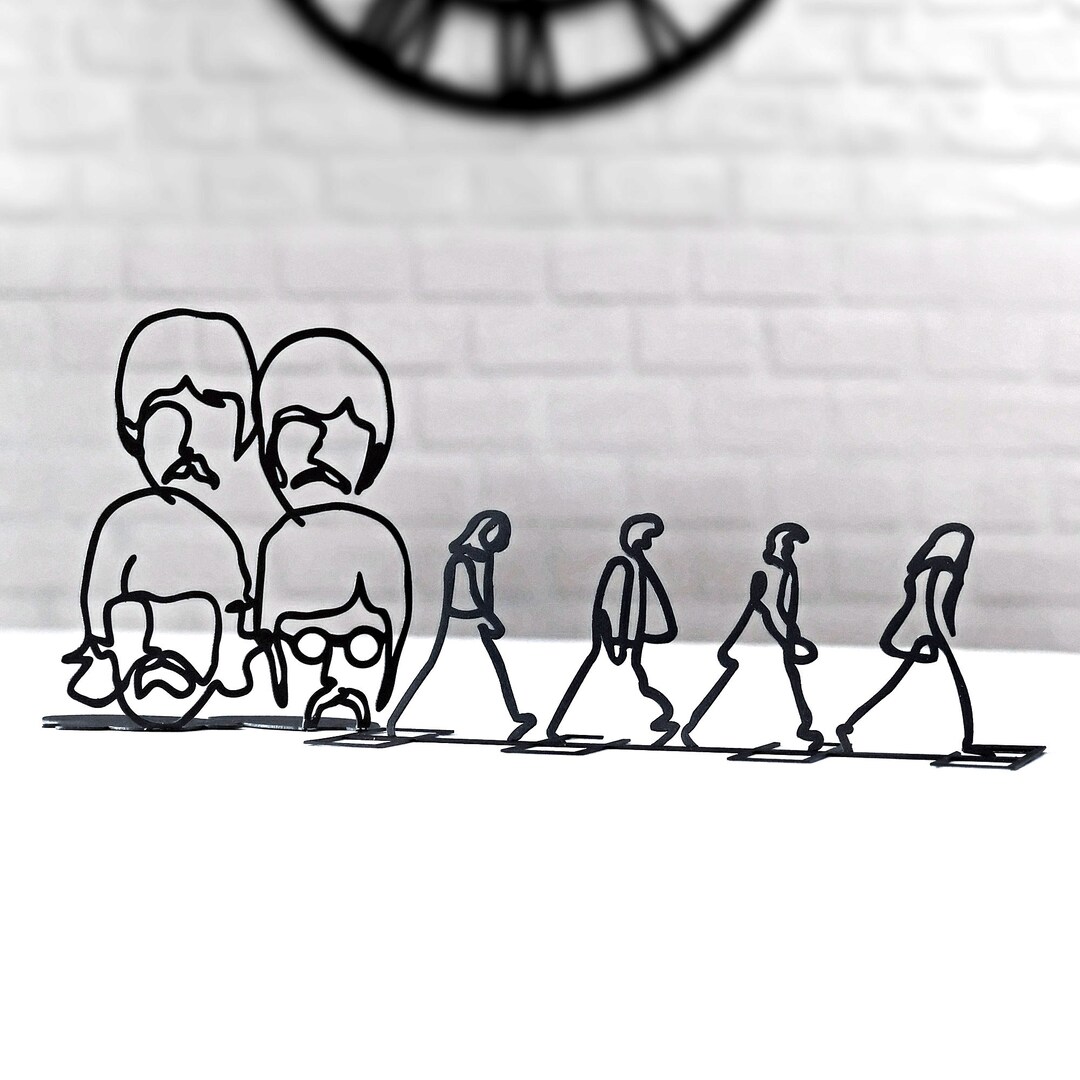 The Beatles 2 Pcs One Line Metal Art Desk Deco, Beatles Abbey Road ...