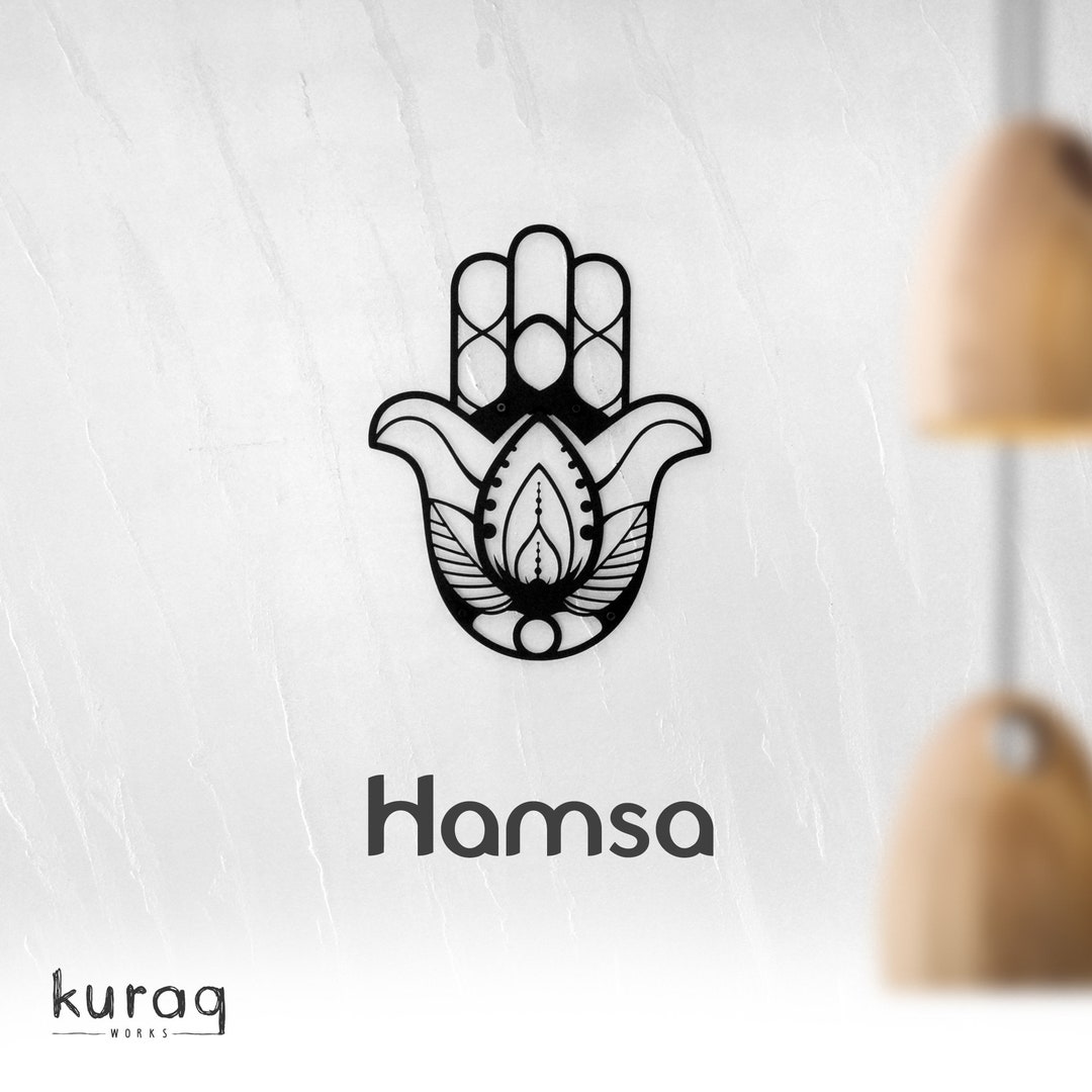 Minimal Hamsa Hand Symbol Metal Wall Hangings Sign Decor, Good Luck ...