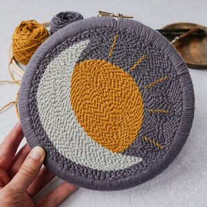 PDF Punch Needle Pattern for Beginners - Celestial Sun and Moon Hoop ...