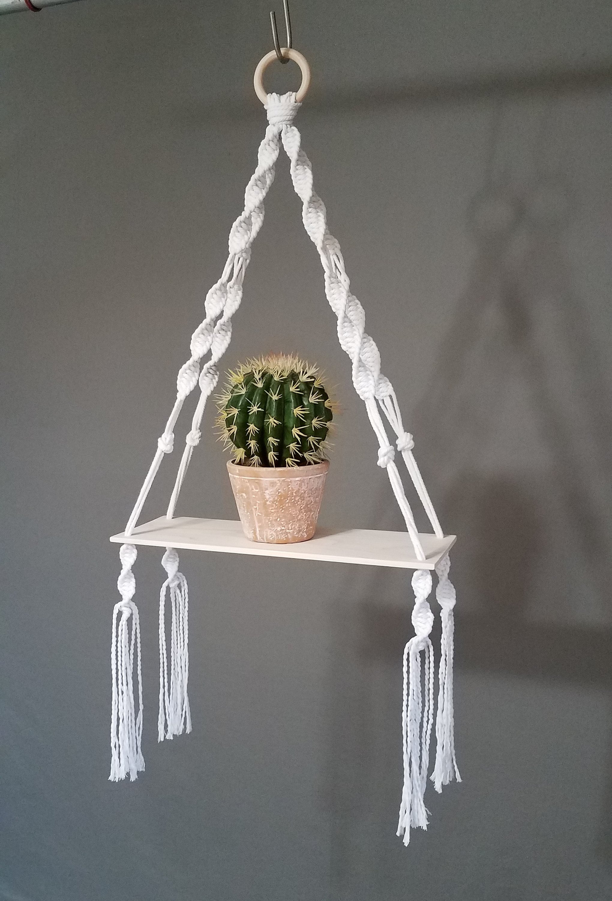 Macrame Wood Shelf Single Wood Shelf Macrame Wood Shelf | Etsy