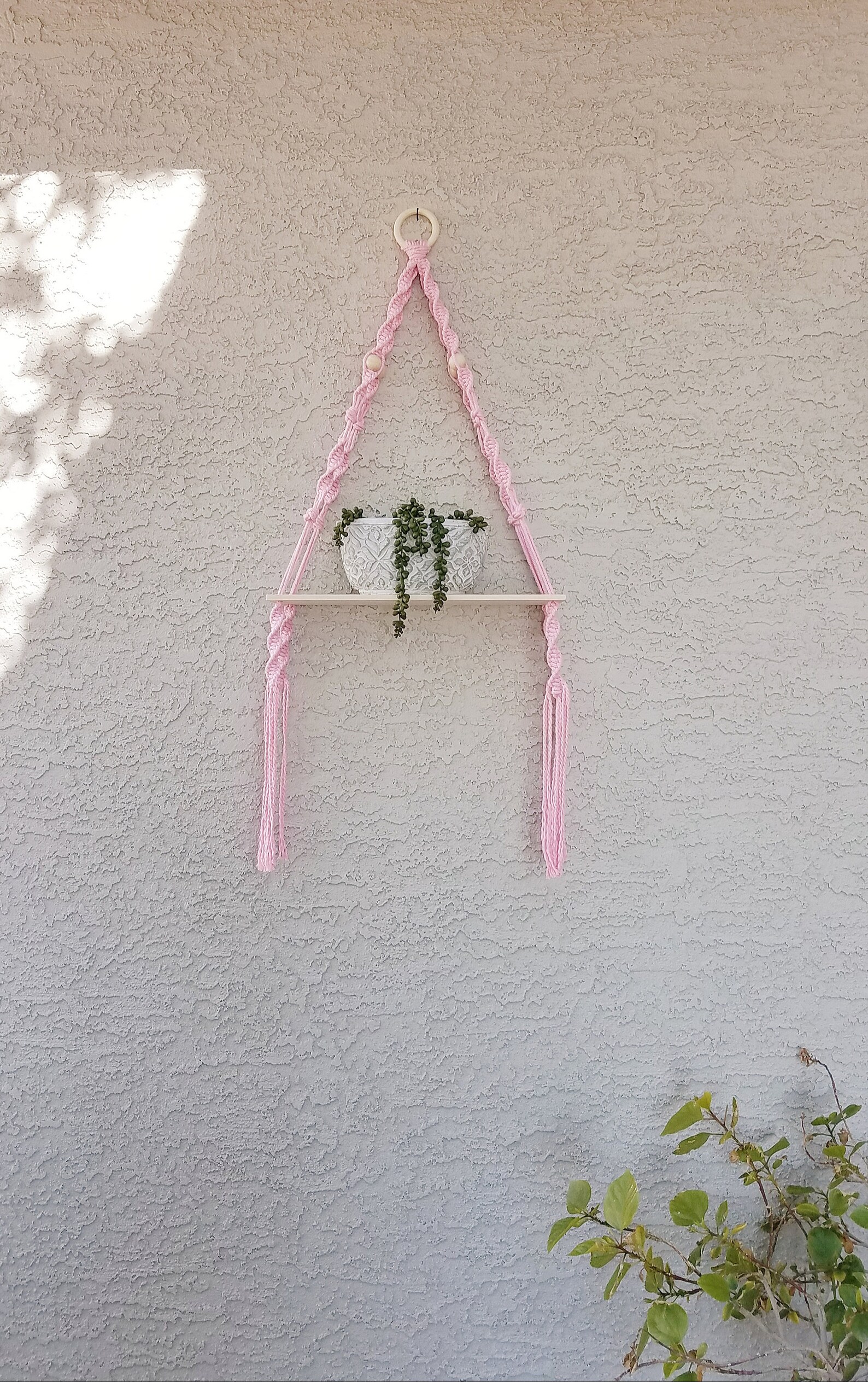 Macrame Wood Shelf Single Wood Shelf Macrame Wood Shelf - Etsy