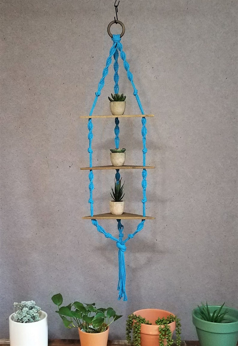 Hanging Macrame Corner Shelf Petite Macrame Wood Shelf 3 - Etsy