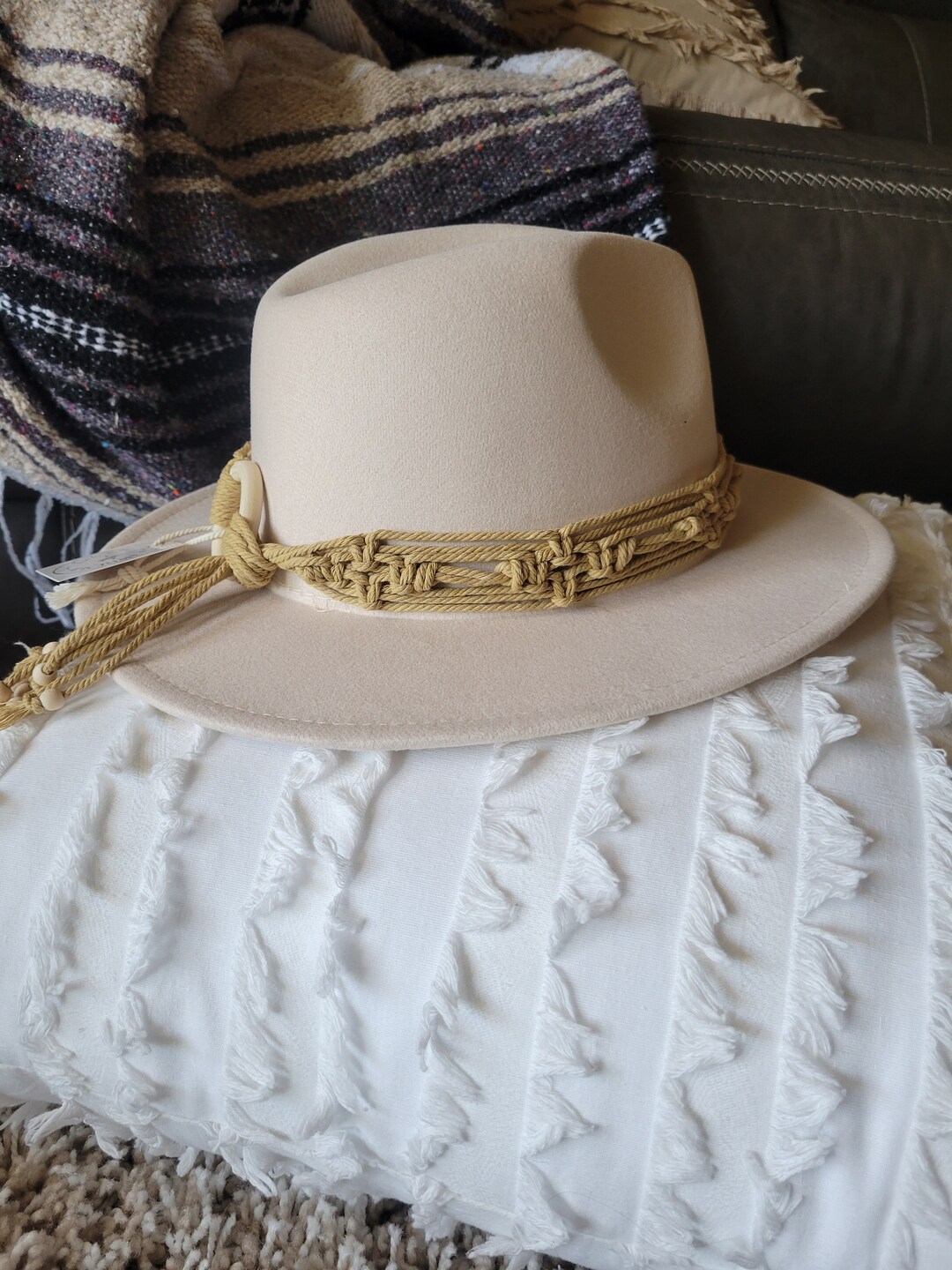 Macrame Hat Band-ready TO SHIP, Hat Accessories, Macrame Hat Wrap, Boho ...