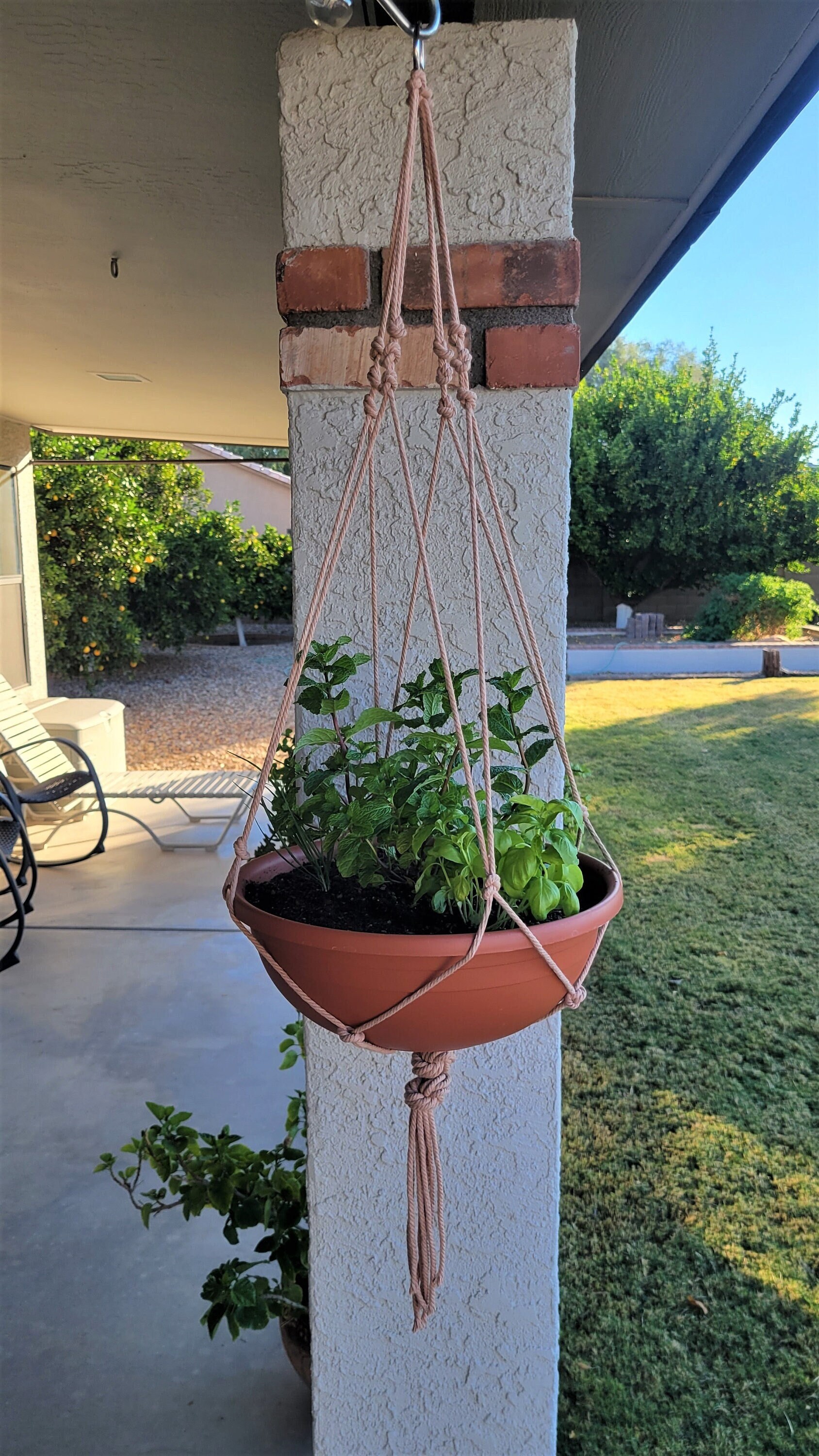 Outdoor Macrame Plant Hanger Simple Boho Patio Plant Hanger - Etsy