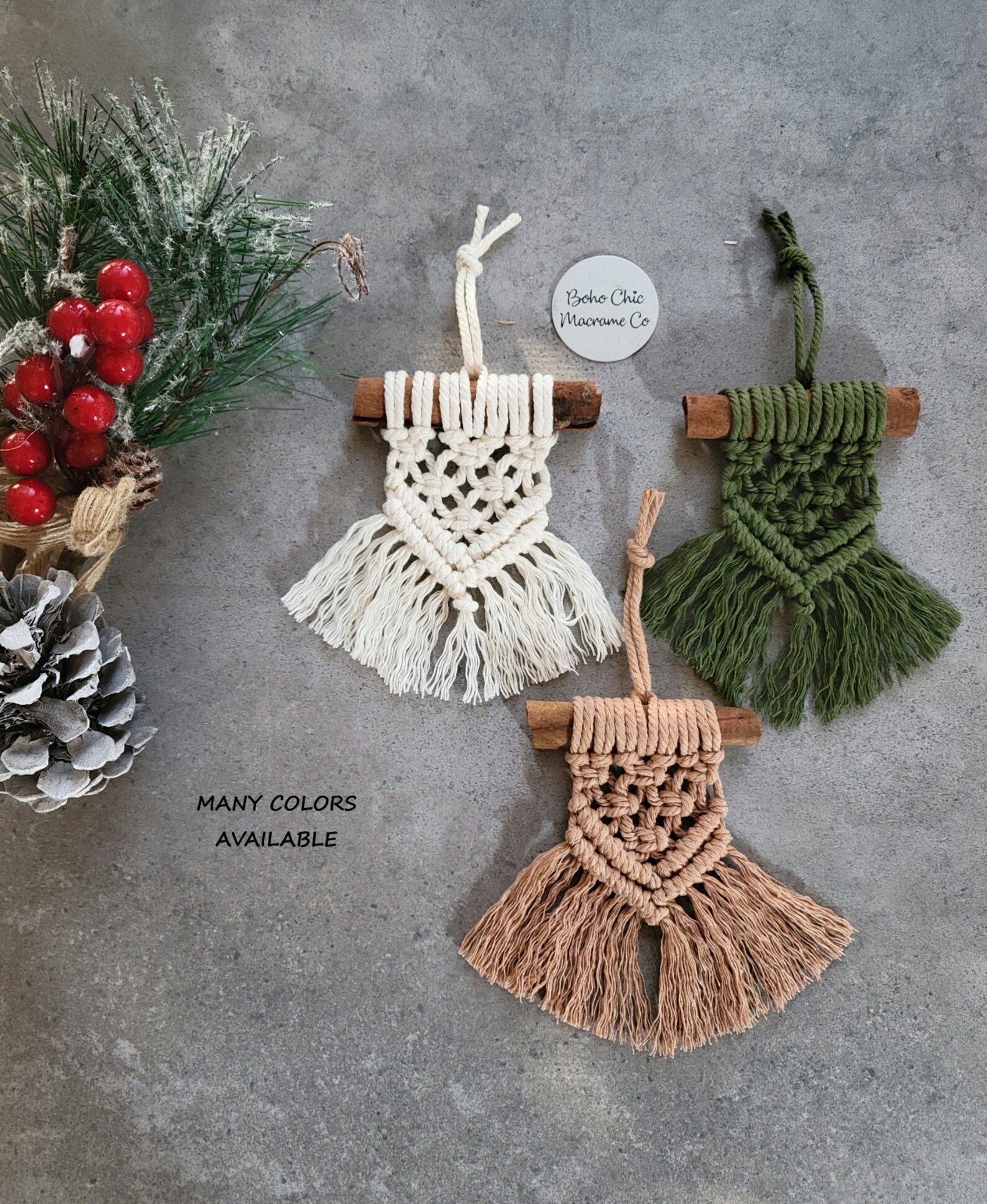 Macrame Ornament Mini Macrame Christmas Ornaments Christmas - Etsy