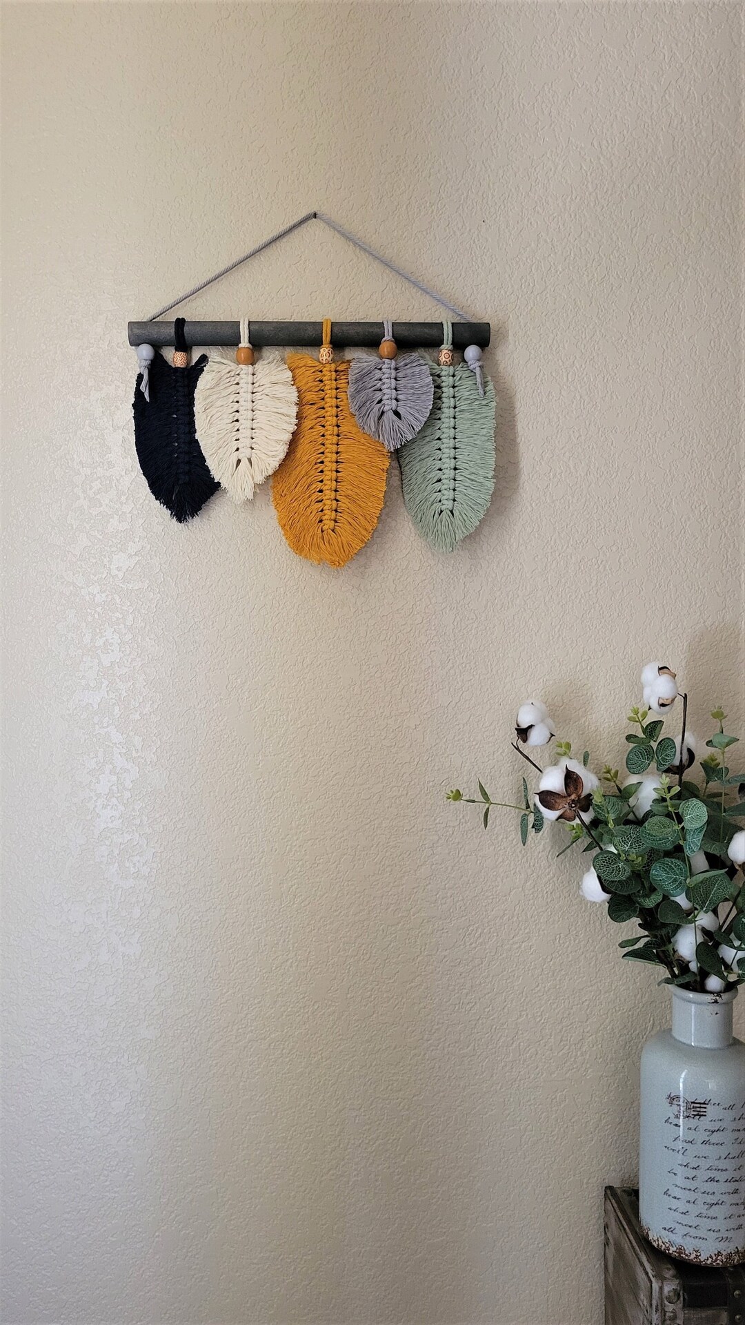 Feather Macrame Wall Hanging Feather Macrame Made to Order - Etsy