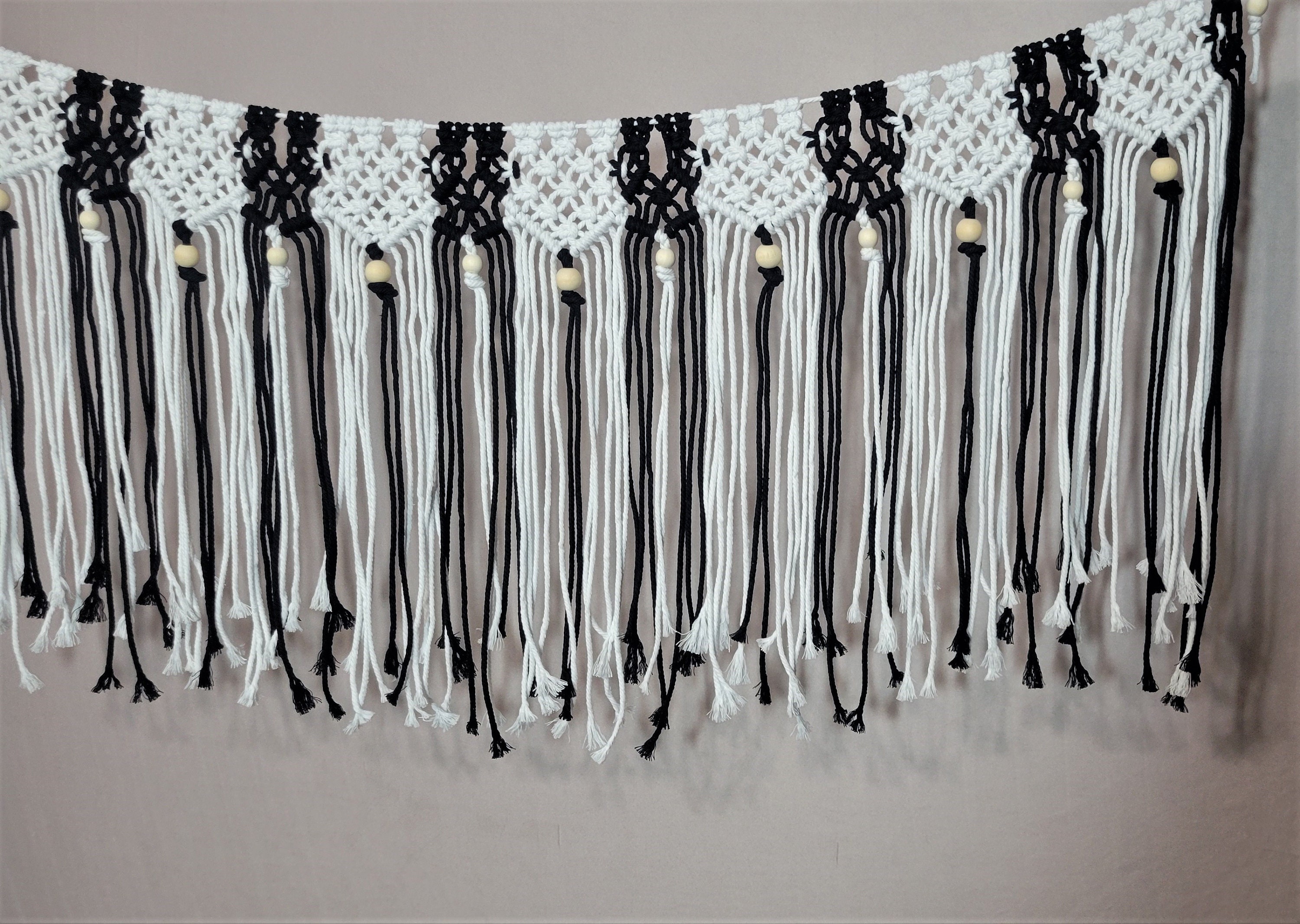 Black and White Macrame Wall Hanging Macrame Banner Macrame - Etsy