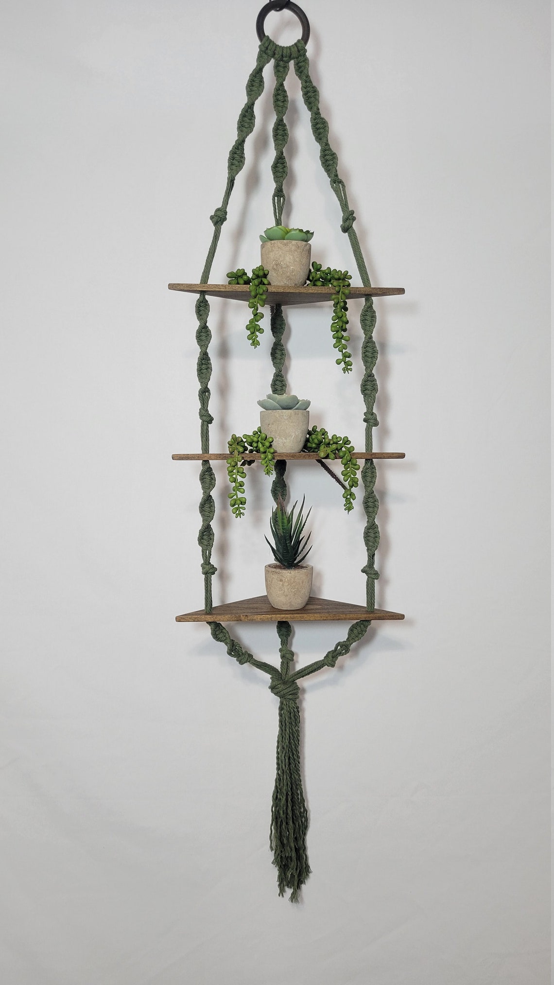 Hanging Macrame Corner Shelf Petite Macrame Wood Shelf 3 - Etsy