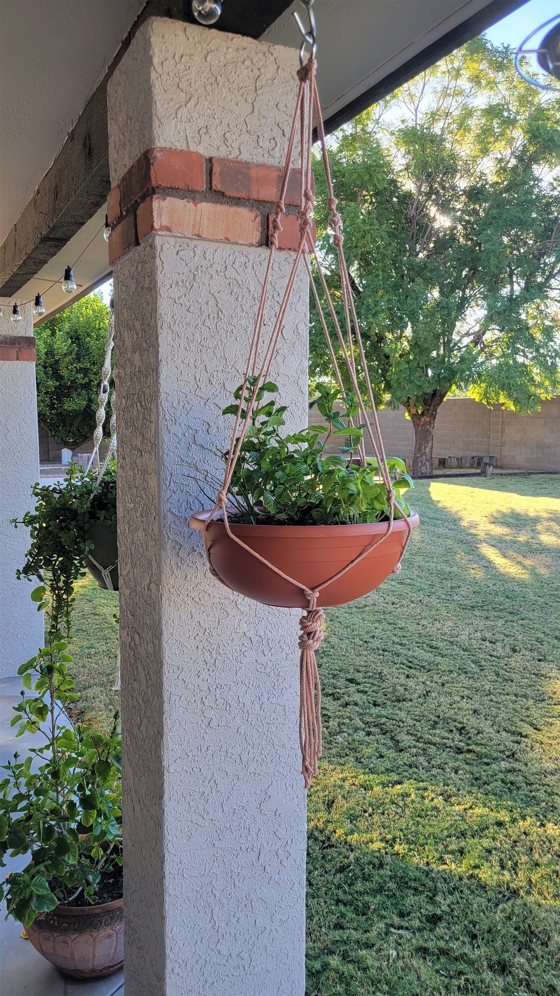 Outdoor Macrame Plant Hanger Simple Boho Patio Plant Hanger - Etsy