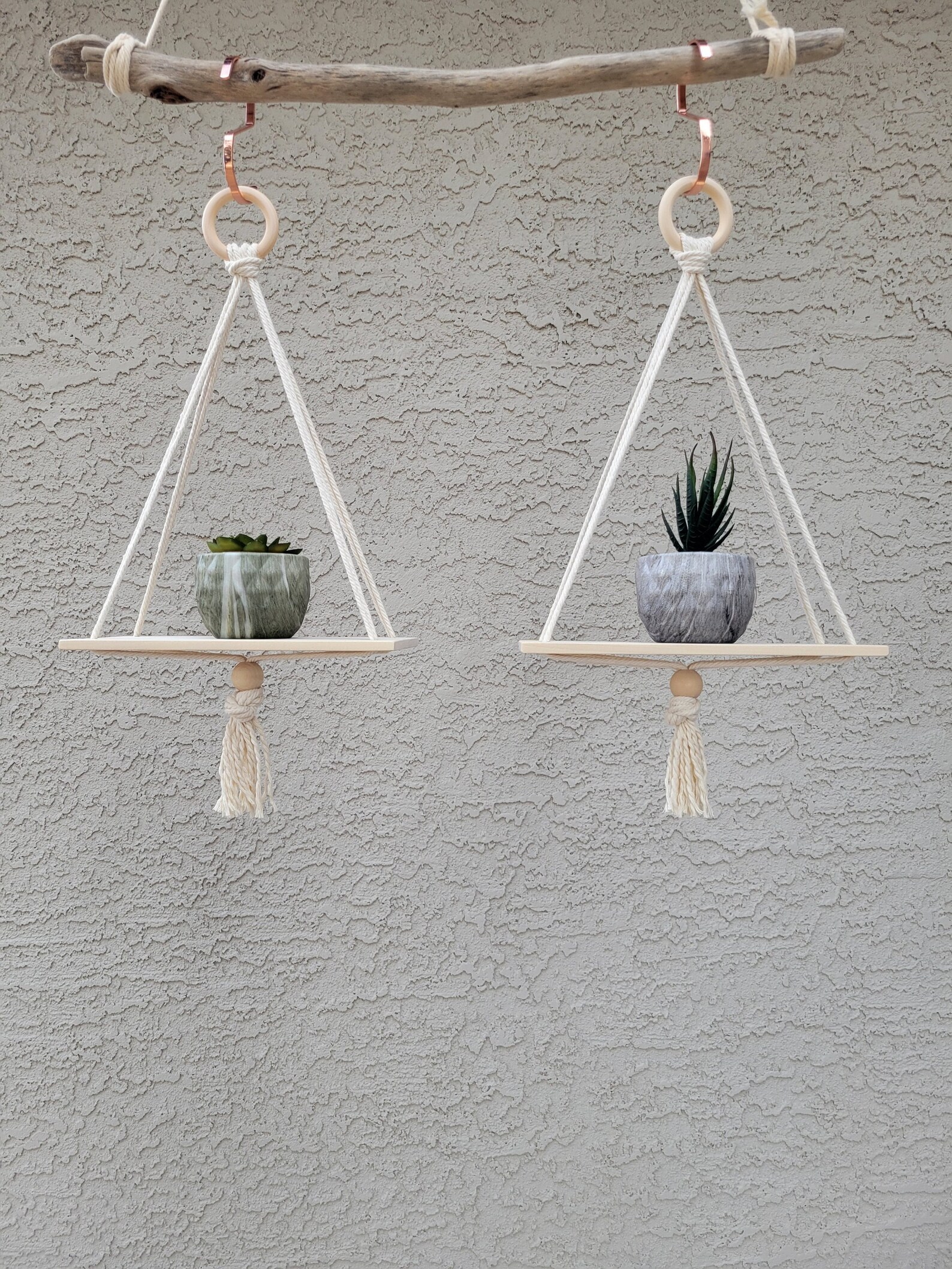 Small Single Macrame Wood Shelf Macrame Hanging Wood Shelf - Etsy