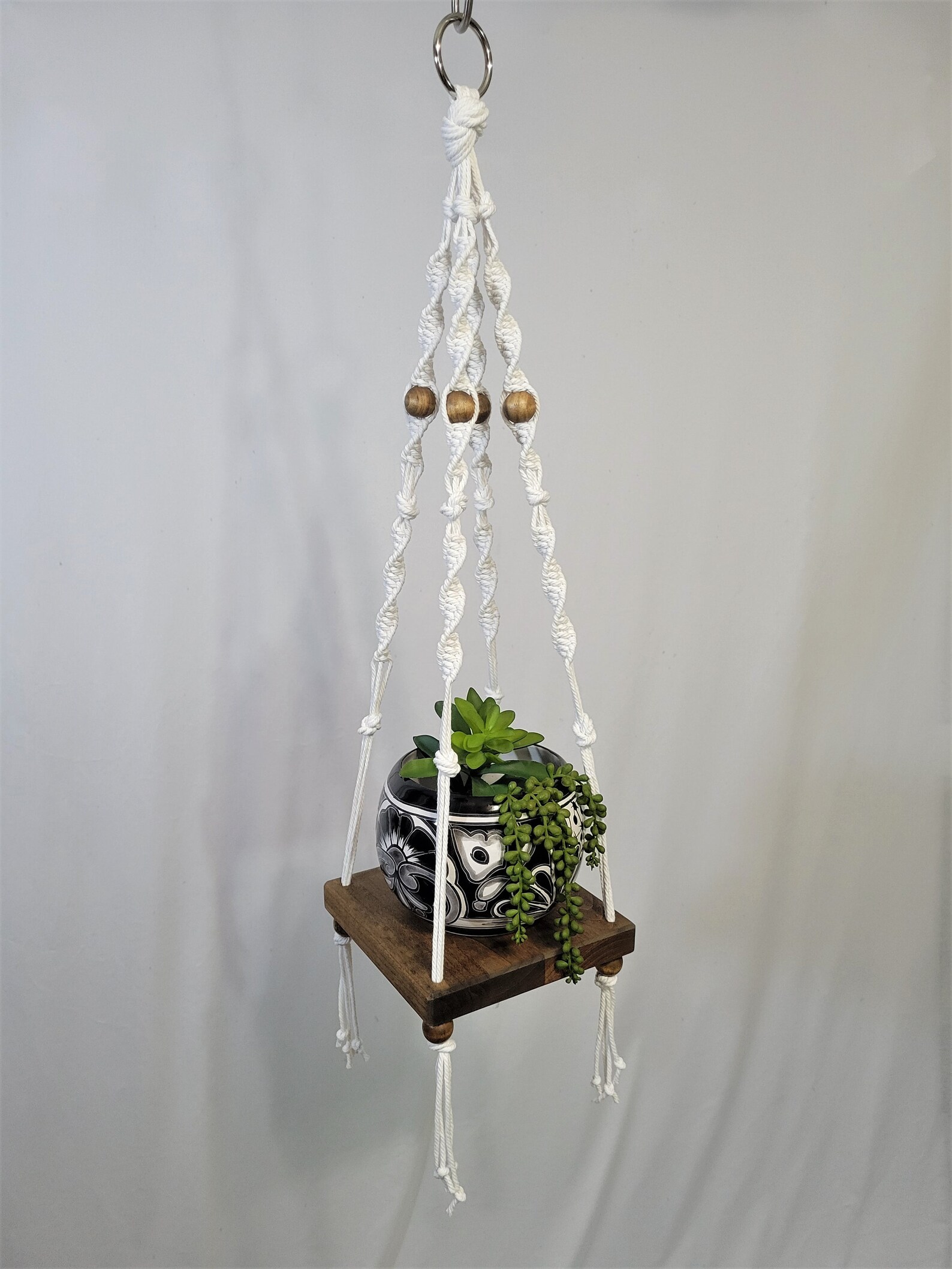 Macrame Hanging Wood Shelf, Macrame Wood Shelf, Macrame Plant Hanger ...