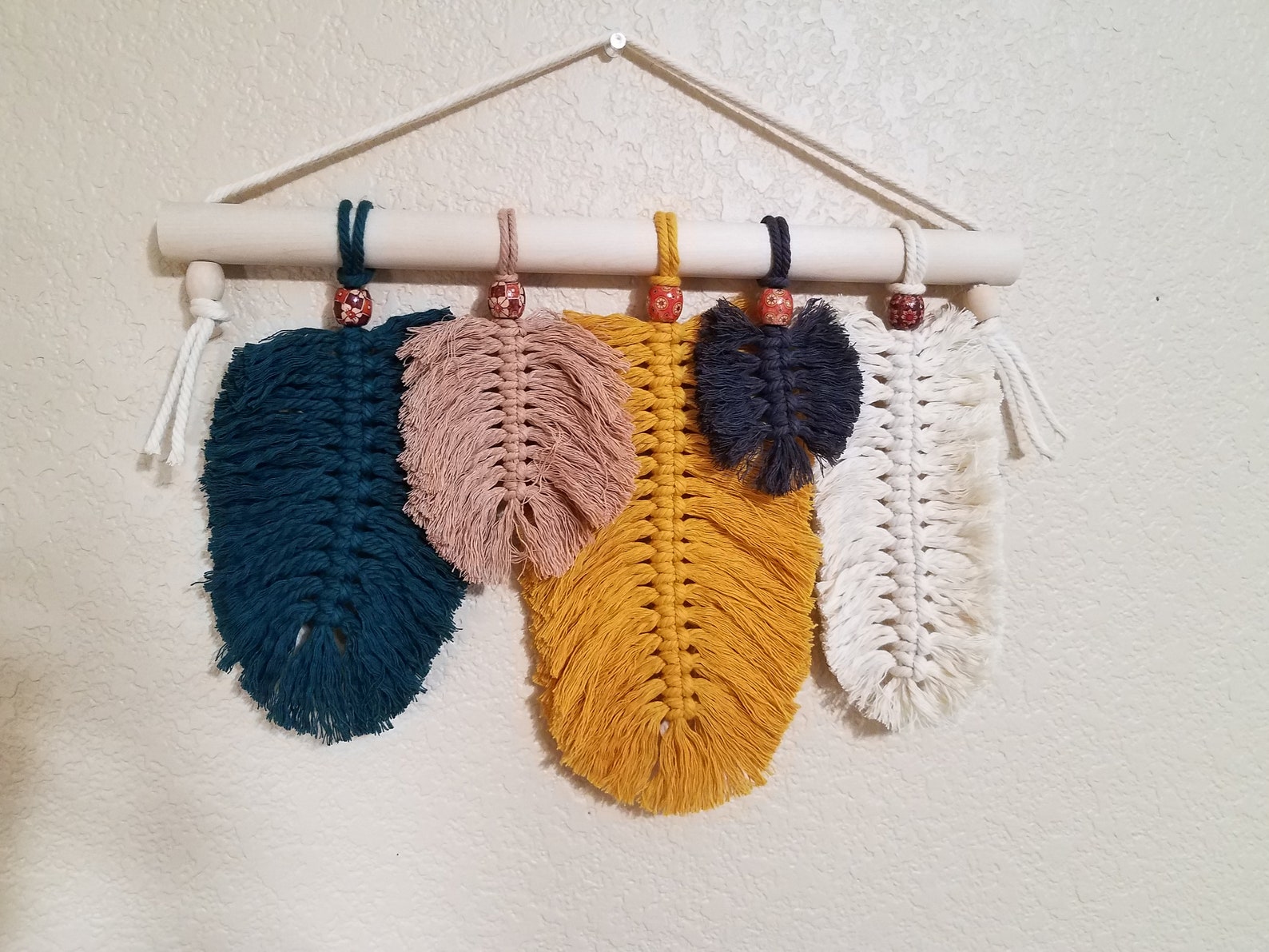 Feather Macrame Wall Hanging Feather Macrame Made to Order | Etsy