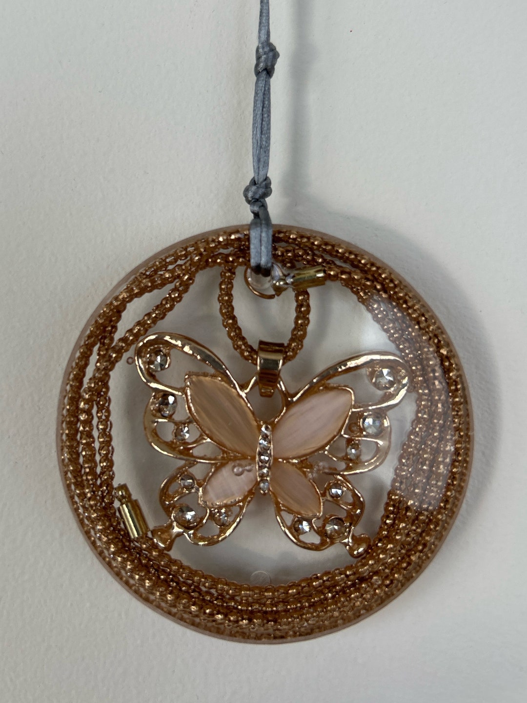 Butterfly and Opal Car Charm, Rear View Mirror Charm , Car Accessory ...