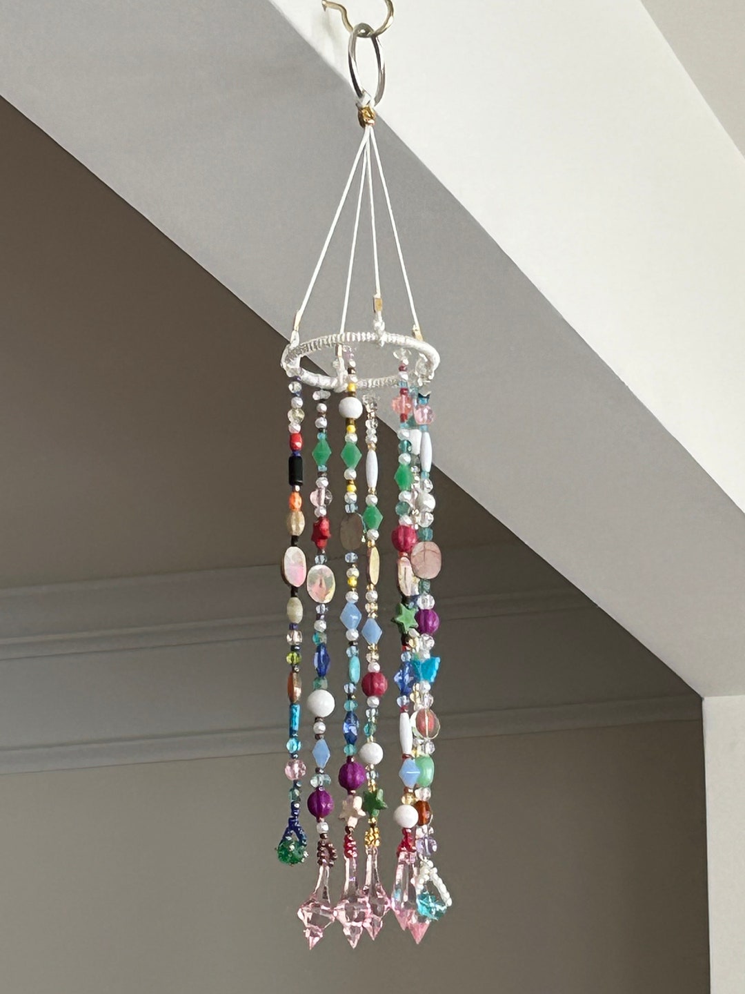 Beaded Circle Suncatcher Chandelier 3 Inch Bright Colors for Your Sunroom or Patio Brings ...