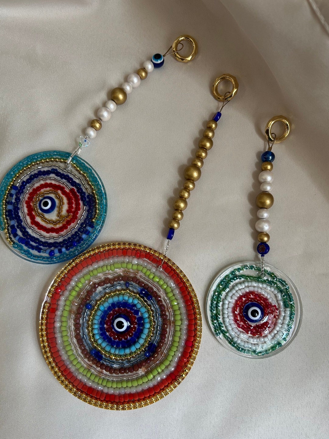 Sun Catchers Set of 3 Round Resin Sun Catcher With Colorful Beads 1 ...