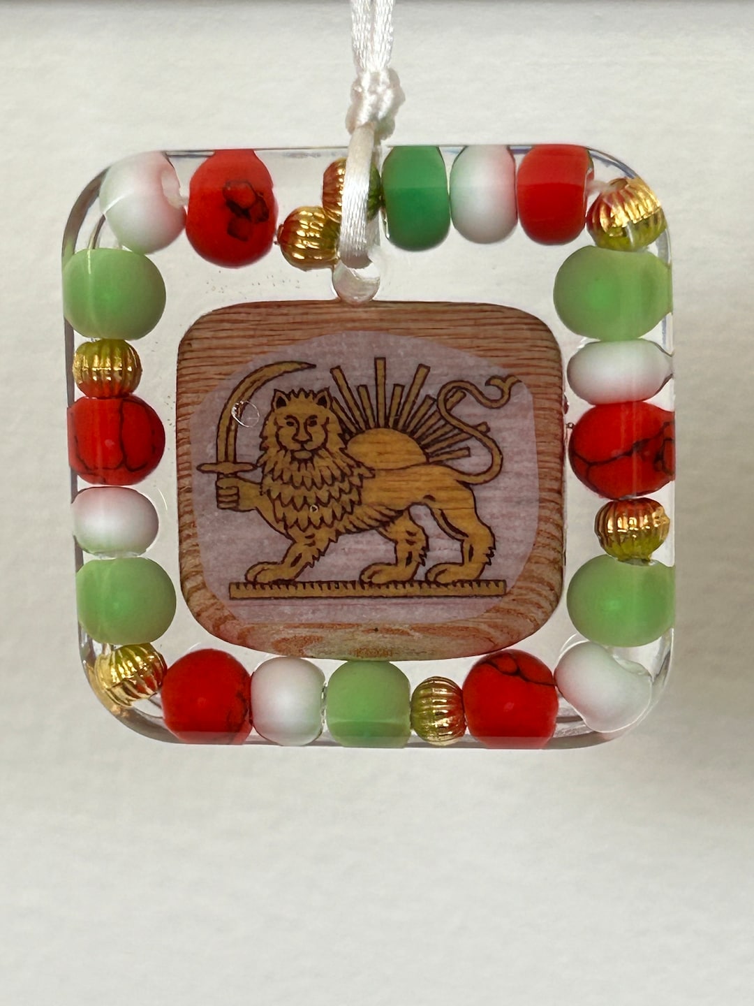 Shir-o-khorsheed, Zan Zendeghi Azadi Kurdish Turquoise Car Charm, Rear ...