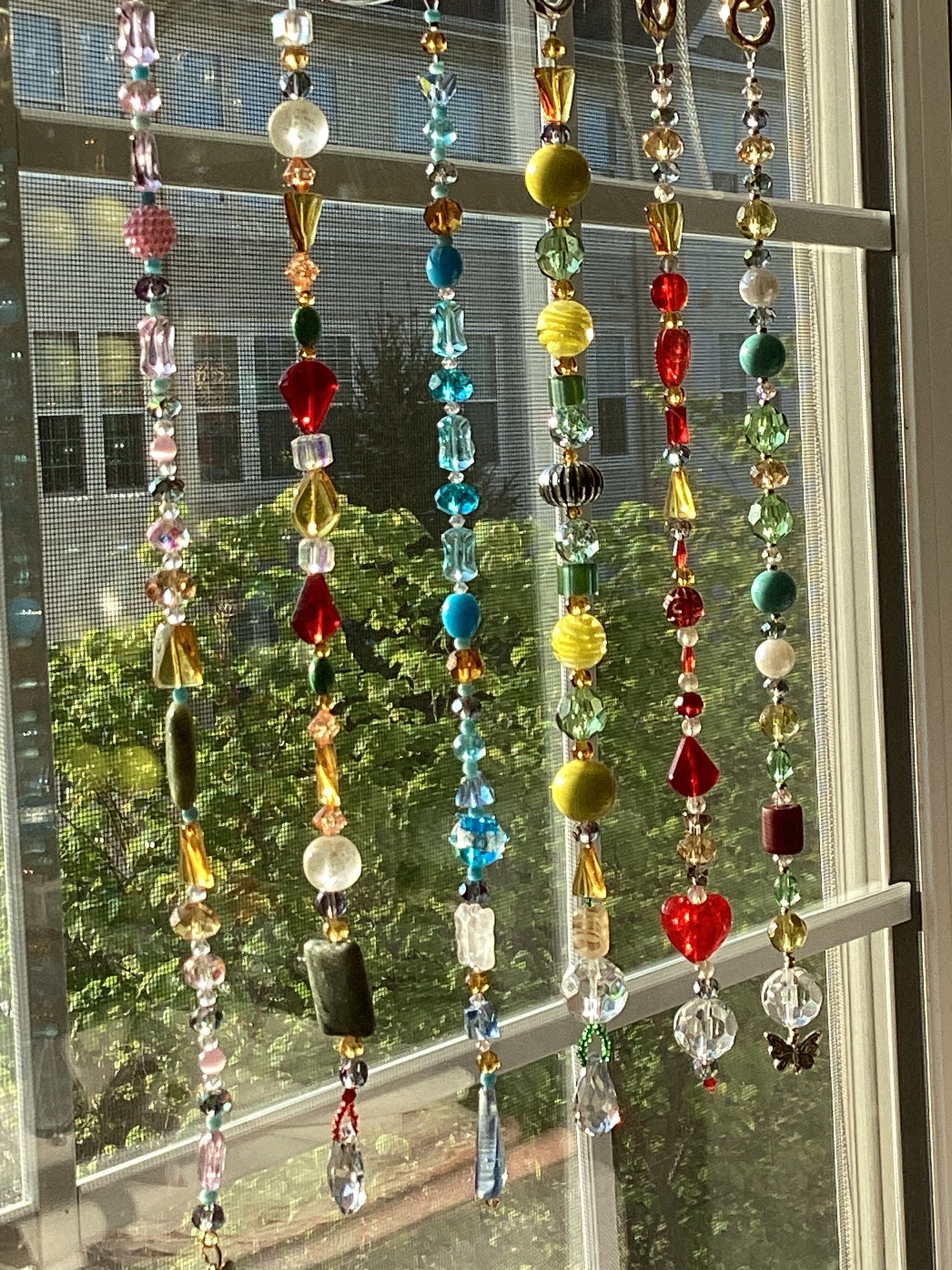 Beaded Suncatcher: Multi-colored Glass Crystals, Window Valance - Etsy