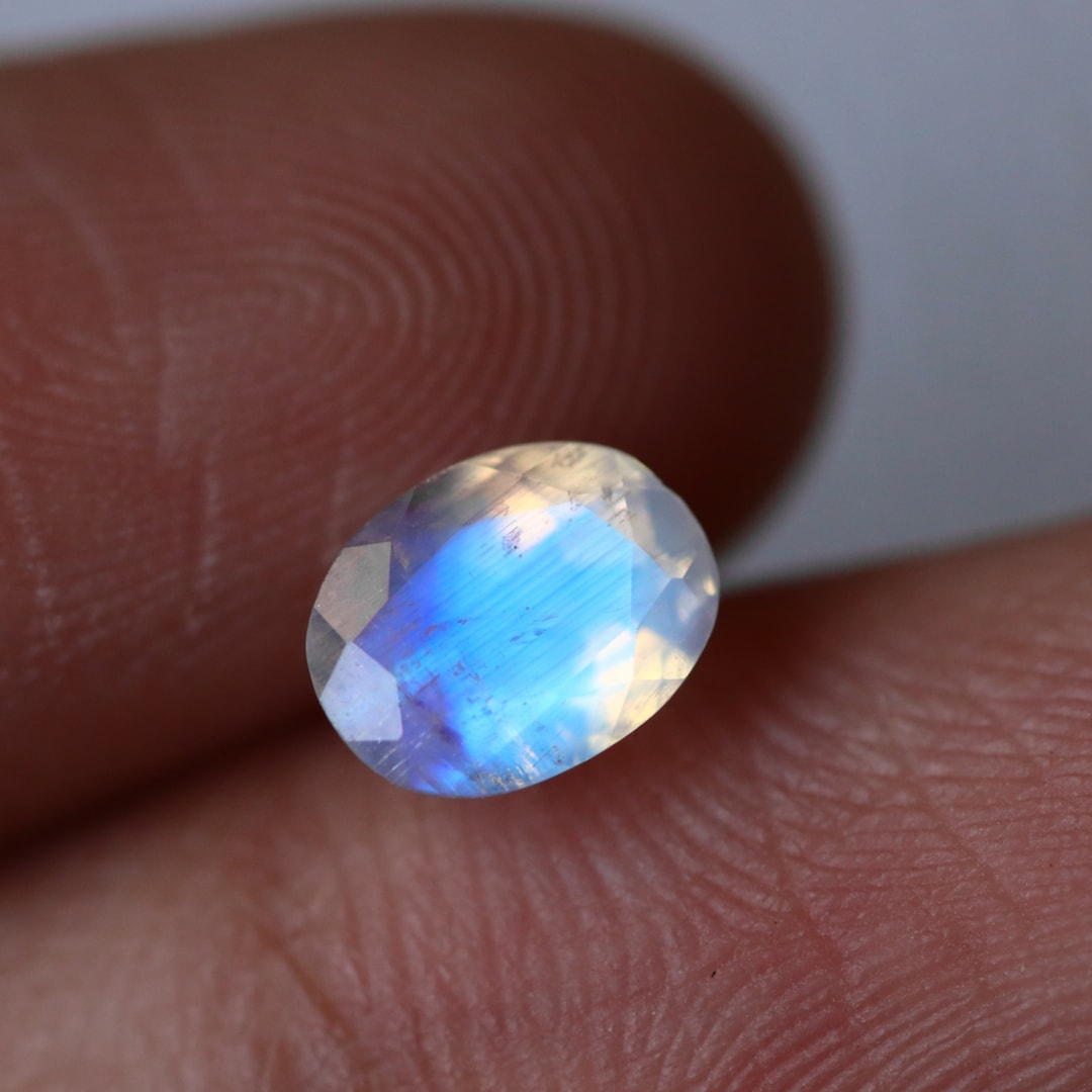 AAA Grade Moonstone Top Grade Cut Faceted Gemstone Natural Blue Moonstone With Rainbow Multi ...