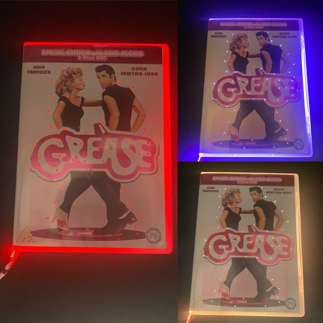 Upcycled DVD Case-lamp-desk Lamp-night Light-grease-movies-neon-led ...
