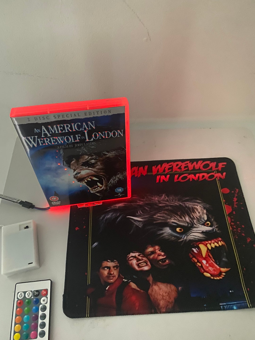 Upcycled Neon DVD Case-desk Lamp-night Light-an American Werewolf in ...