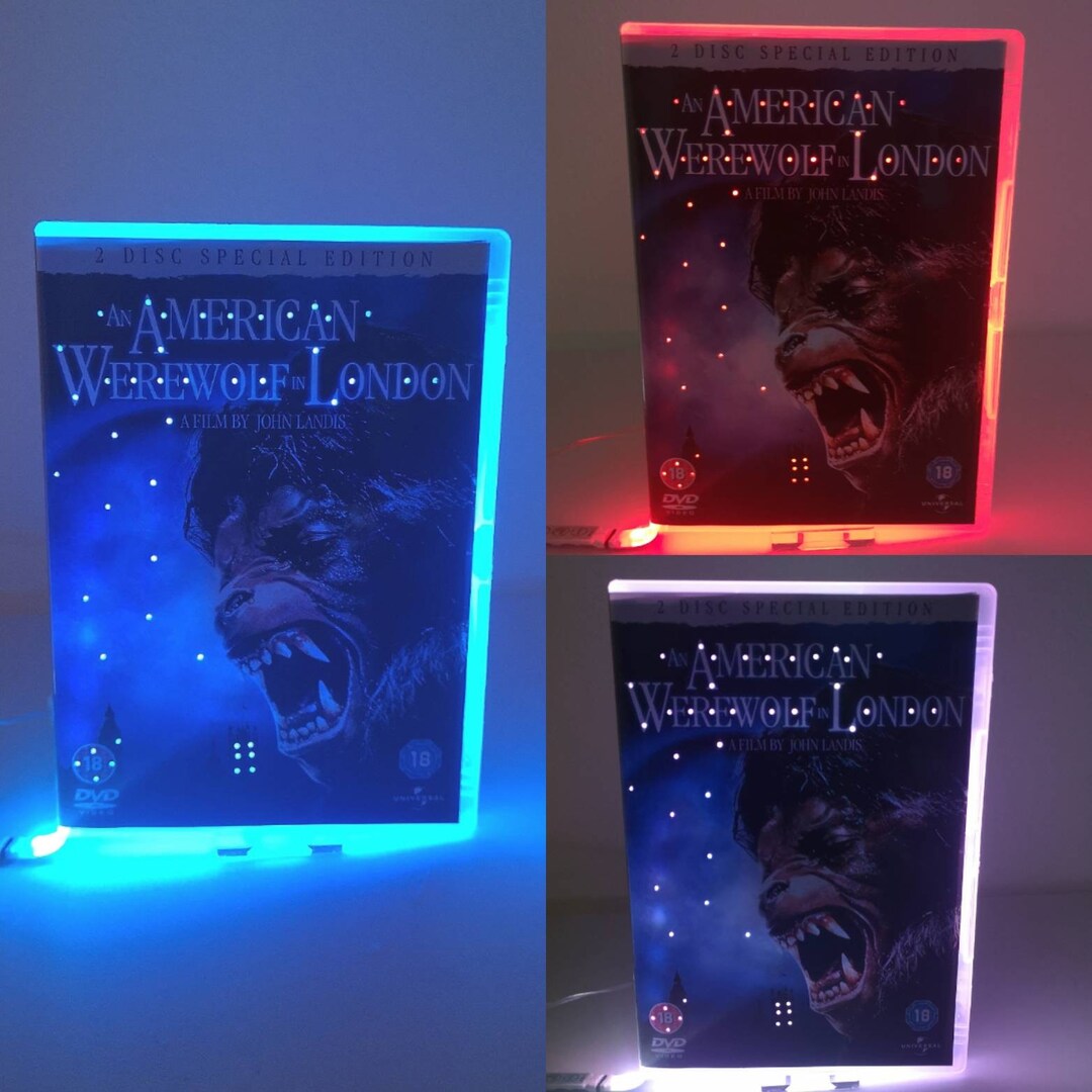 Upcycled Neon DVD Case-desk Lamp-night Light-an American Werewolf in ...