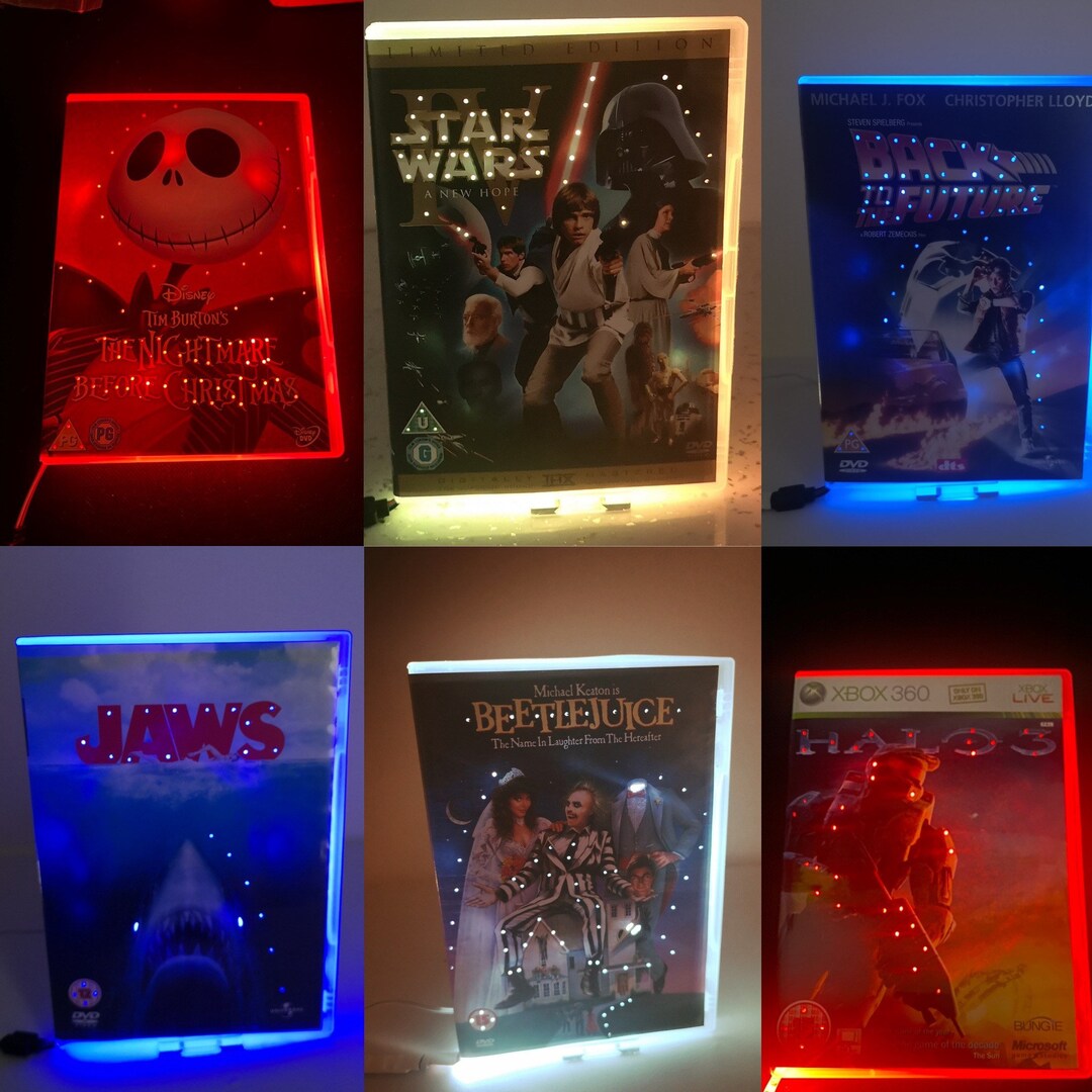 Upcycled DVD Case-multicolour Neon Dvds-nightlights-christmas - Etsy