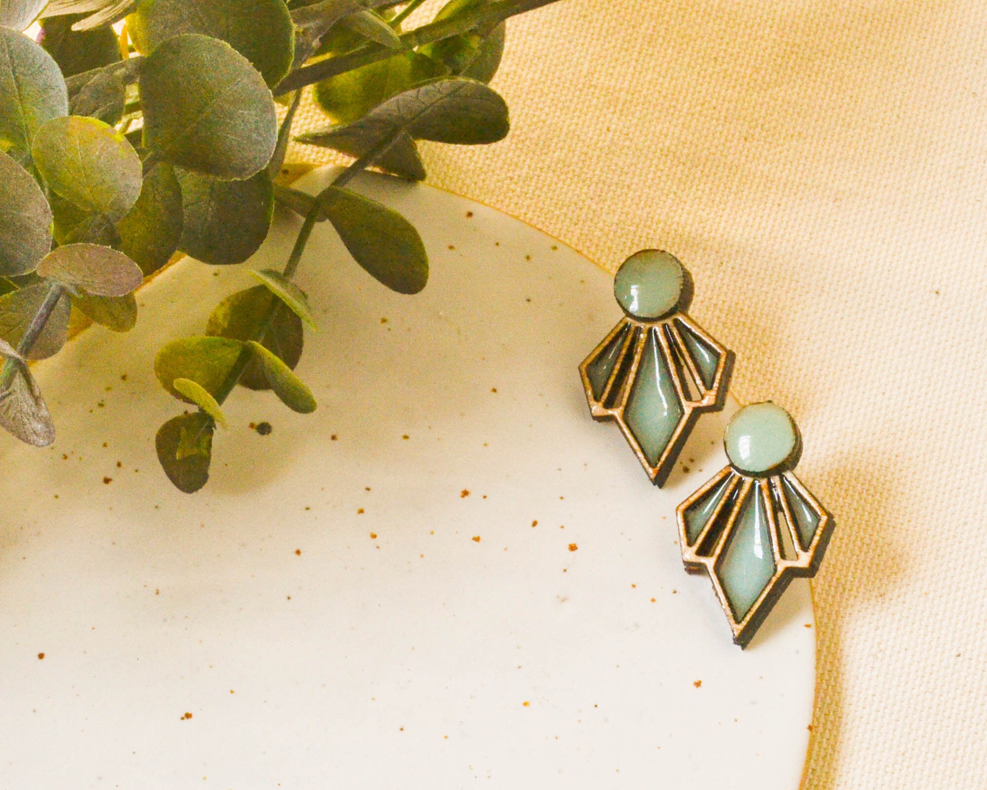 Modern Art Deco Earrings Art Nouveau Jewelry Light Pink - Etsy