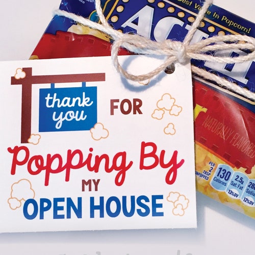 Realtor Popcorn Tags Open House Real Estate Thank You Gift - Etsy