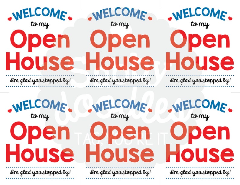 DIGITAL DOWNLOAD, Welcome to My Open House Tag, 6 Tags per Sheet, Red ...