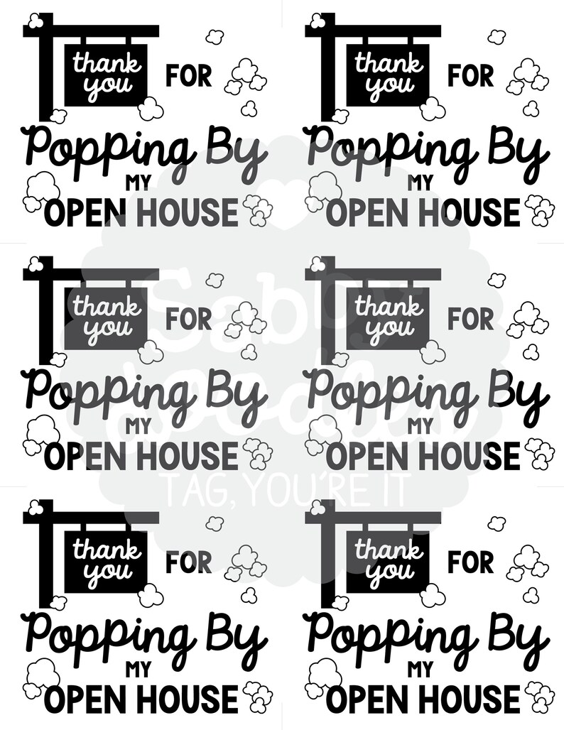 EDIT IN CANVA! 6 Tags per Sheet, Thanks for Popping by My Open House ...