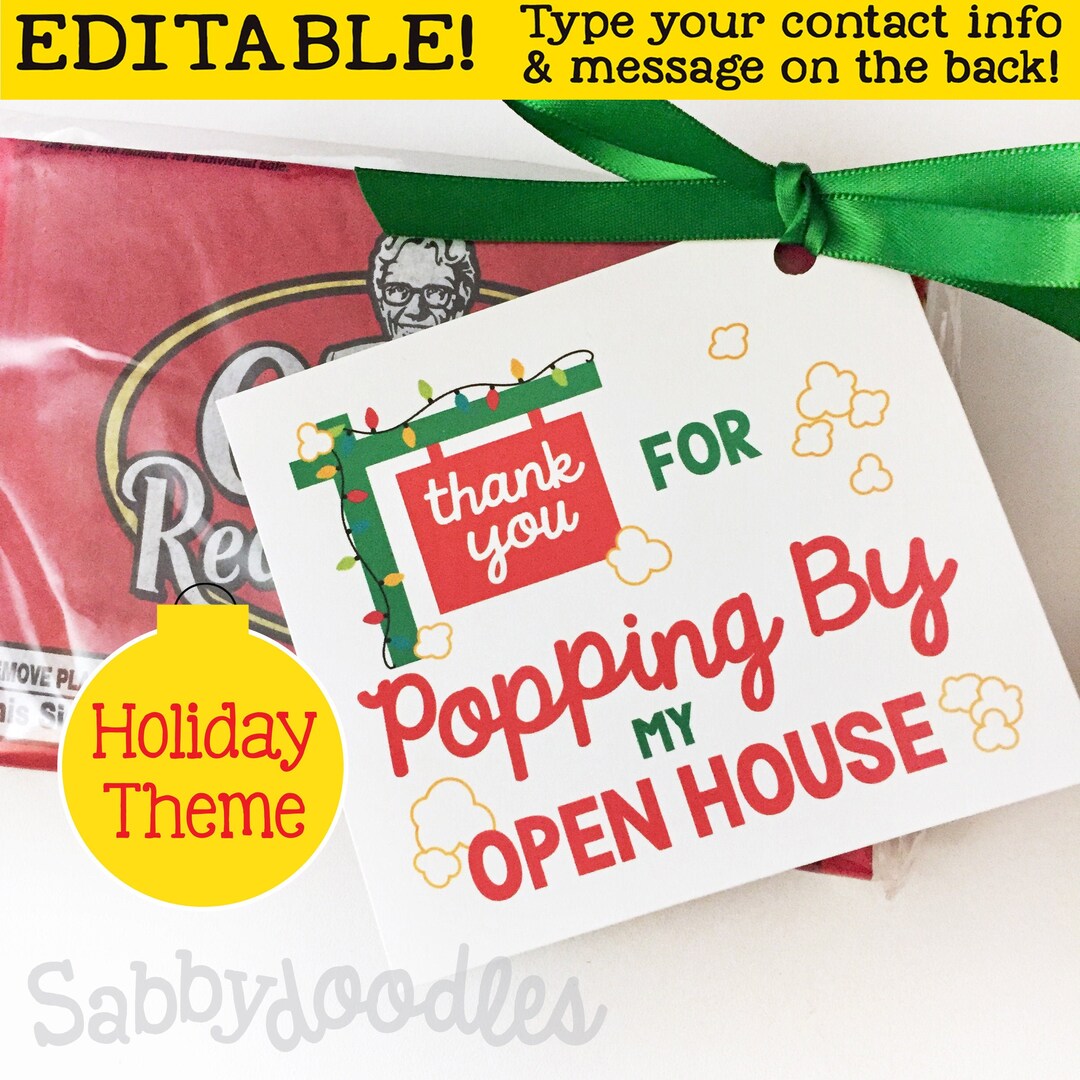 EDITABLE DIGITAL DOWNLOAD, 6 Tags/sheet, Holiday Thanks for Popping by ...