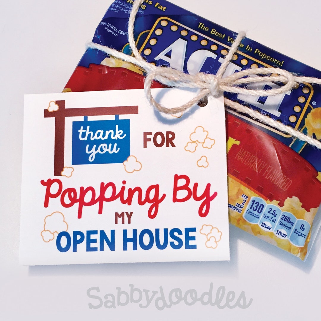 DIGITAL DOWNLOAD, 6 Tags per Sheet, Thanks for Popping by My Open House ...