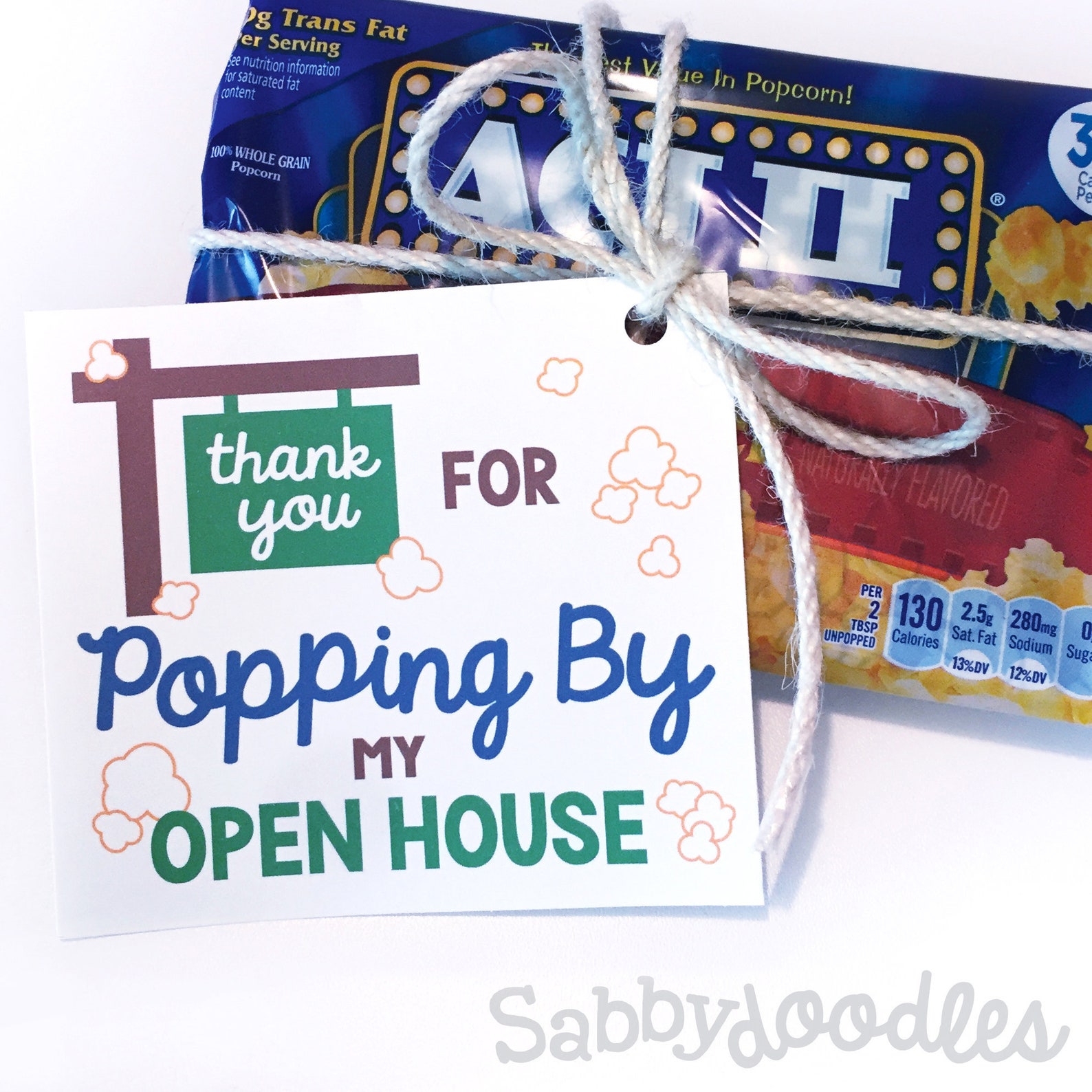 DIGITAL DOWNLOAD, 6 Tags per Sheet, Thanks for Popping by My Open House ...