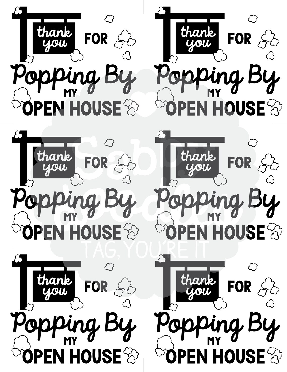 EDITABLE DIGITAL DOWNLOAD, 6 Tags/sheet, Thanks for Popping by My Open ...