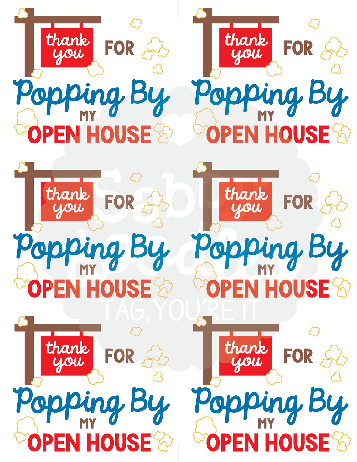 EDITABLE DIGITAL DOWNLOAD, 6 Tags/sheet, Thanks for Popping by My Open ...