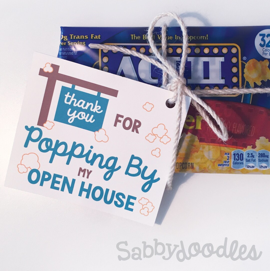DIGITAL DOWNLOAD, 6 Tags per Sheet, Thanks for Popping by My Open House ...